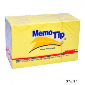 POST- IT MEMO TIP AMARILLO 3X5 100hjs | Onerom